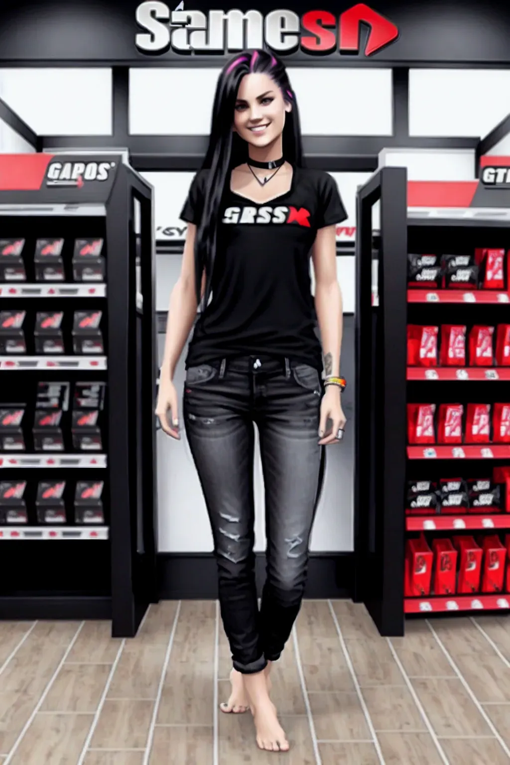 Dopamine Girl - cute topless barefoot thin Caucasian punk female ...