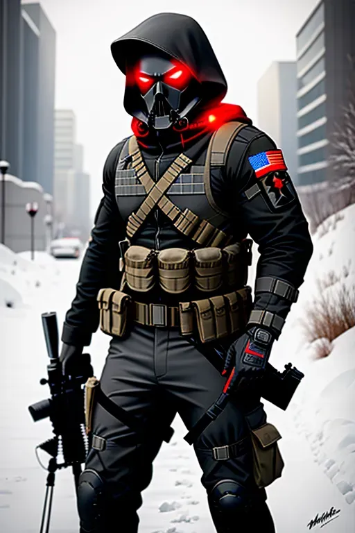 Dopamine Girl - Red, black, gray, elite soldier, commando, mercenary ...