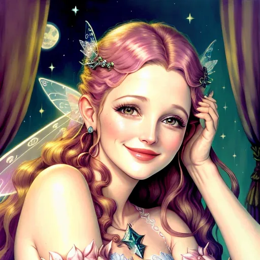 Dopamine Girl - Fairy princess Drew Barrymore. sleepy. smiling ...