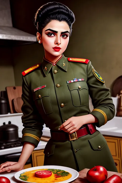 a oil painting of,a pakistan girl,wearing soviet uniform,in ... - AI ...