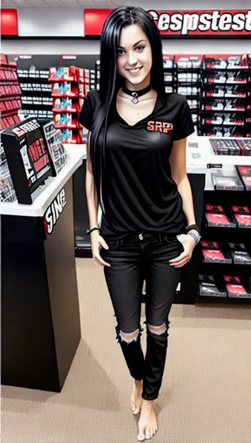 downward perspective of gorgeous barefooted slender white pu... - AI ...