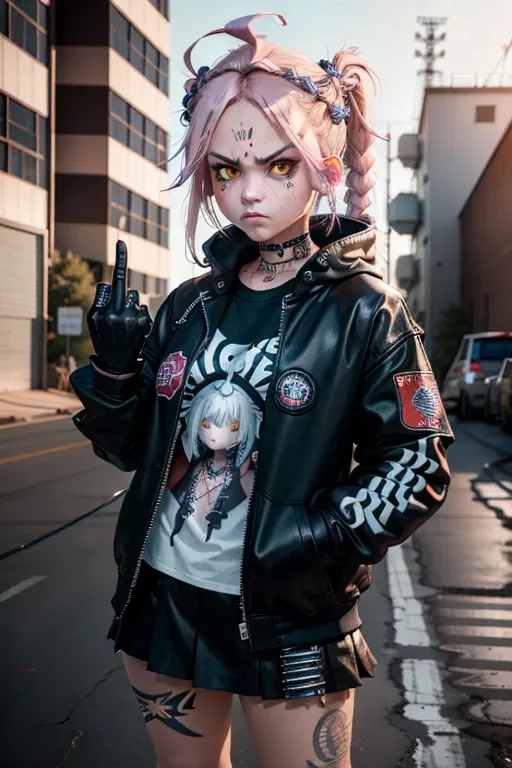 Dopamine Girl - delinquent street punk in emo style clothes standing in ...