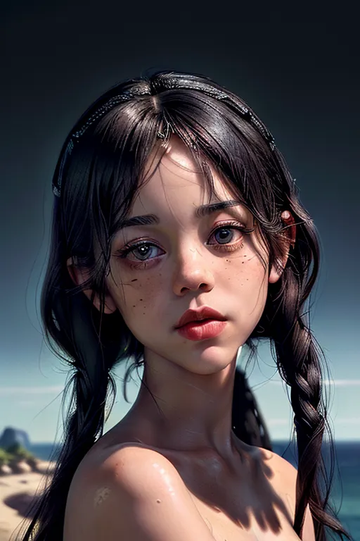Dopamine Girl Photorealistic Photoshot Of Nude Young Very Skinny Emaciated Small Boobs