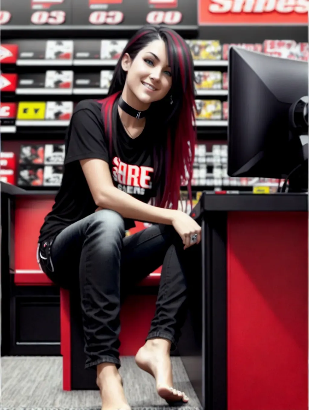 downward perspective of gorgeous barefooted slender white pu... - AI ...