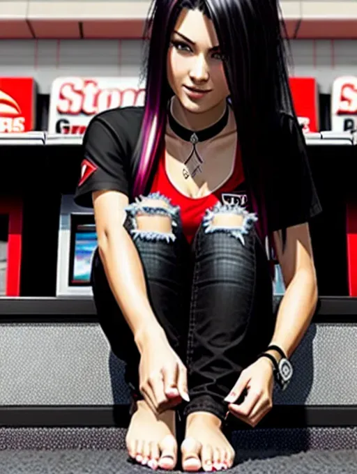 downward perspective of gorgeous barefooted slender white pu... - AI ...