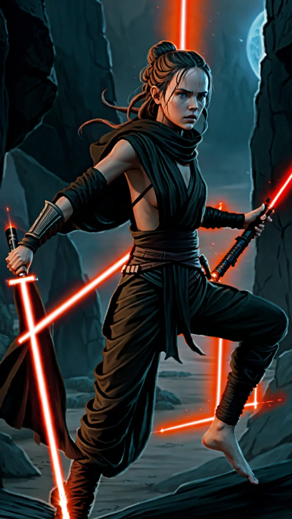 Dopamine Girl - tan barefoot Sith Rey Skywalker wearing black Sith ...