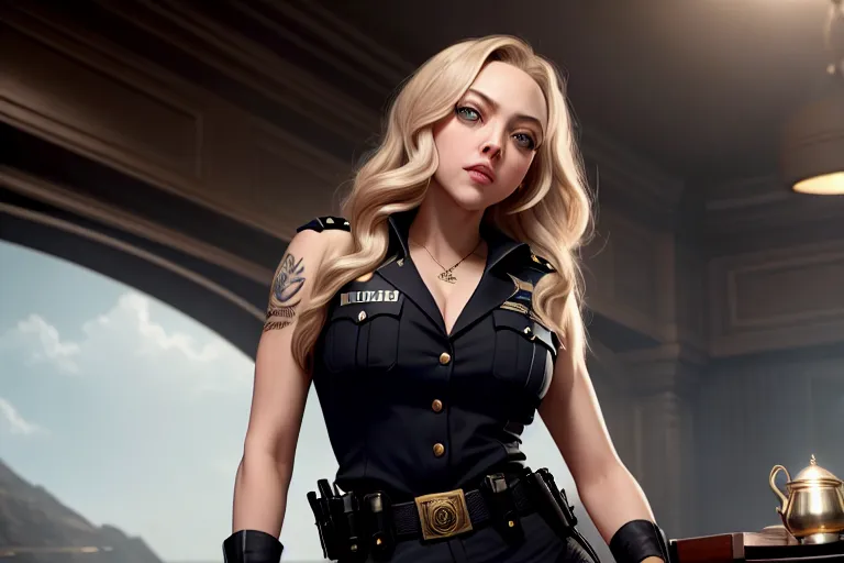 Dopamine Girl A Concept Art Of Amanda Seyfried Wearing Police Clothes