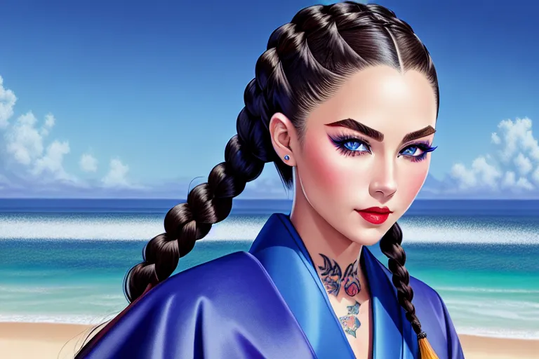 a color pencil draw of,a psychopath,wearing kimono,shooting ... - AI ...