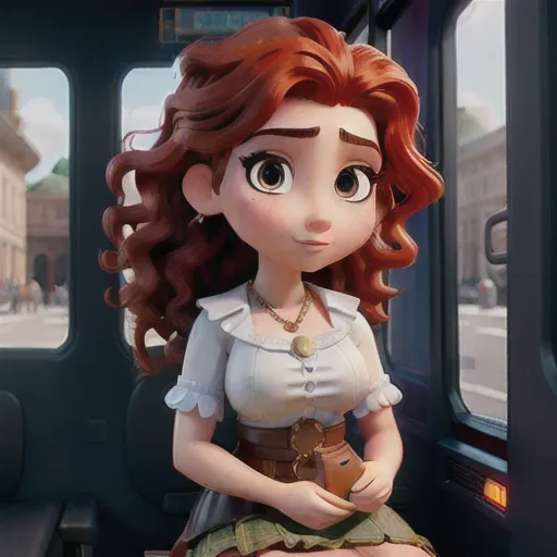 a digital art of,merida,wearing a kilt,kneeing,in the bus,bi... - AI ...