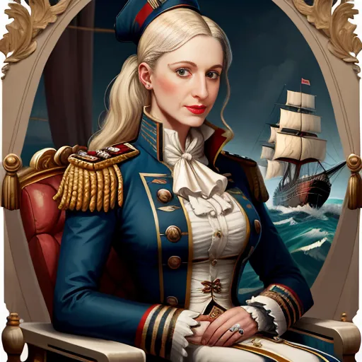 Dopamine Girl - British Napoleonic Era Admiral as woman, on ship at sea ...