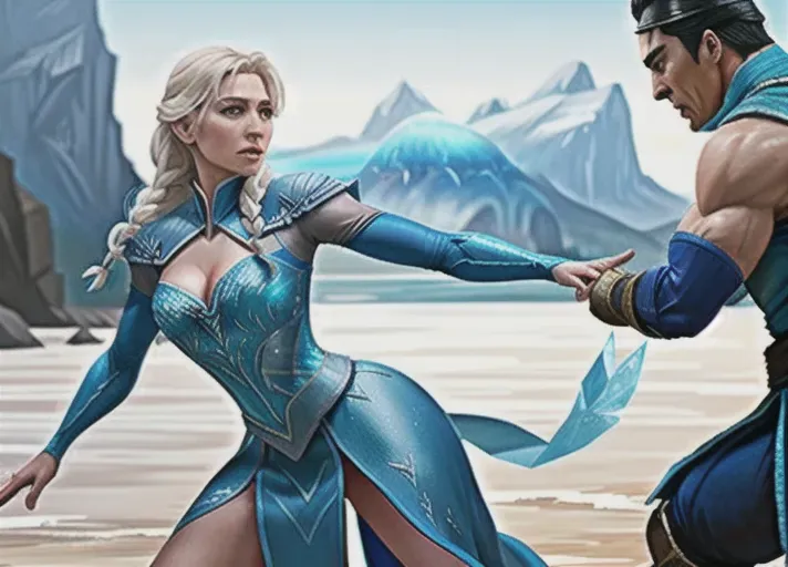 Dopamine Girl - Beautiful Elsa of Arendelle training with Sub-Zero of Mortal Kombat ...