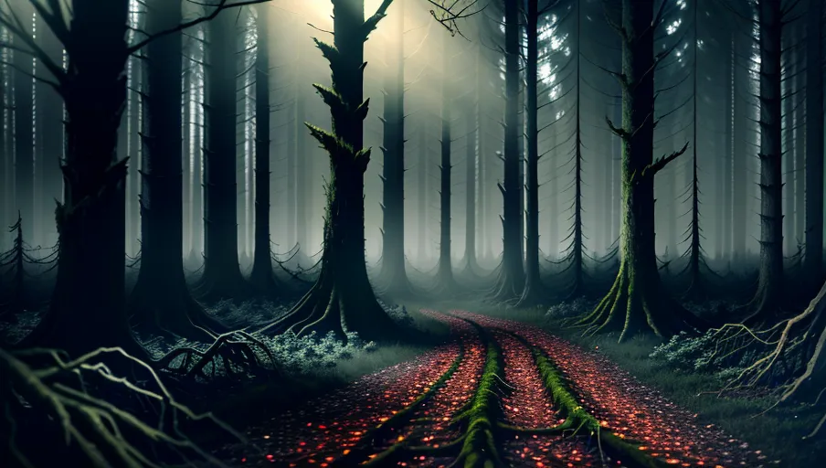 Dopamine Girl - Highly realistic 4k image of an evil forest at night ...