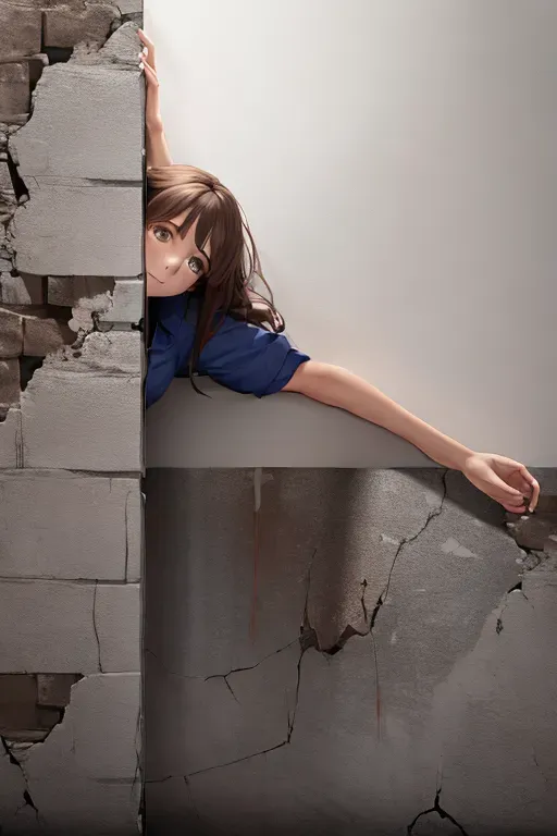Girl Sitting Against Wall Side