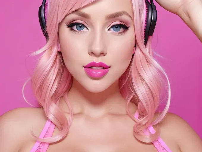 Dopamine Girl Bimbo Caucasian Blonde Hair Late Twenties Pink