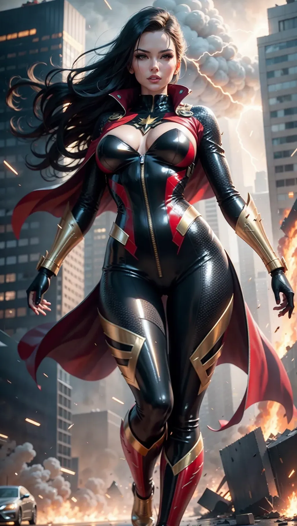 Dopamine Girl Super Hero Landing Pose Keep Full Body In Frame