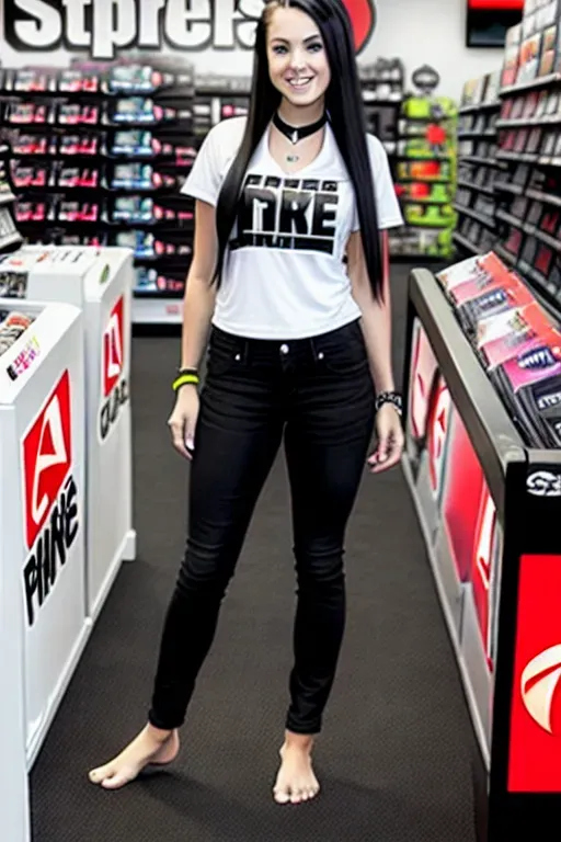 downward perspective of gorgeous barefooted slender white pu... - AI ...