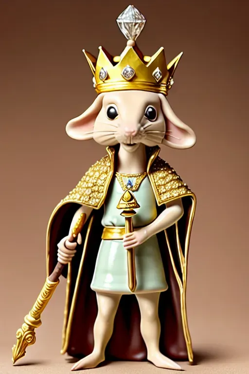 Dopamine Girl - a photo of a ceramic clay rat wearing full royal ...