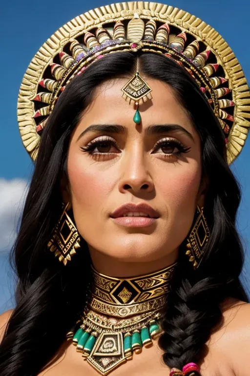 Dopamine Girl - Salma Hayek,Aztec princess, against the walls, aztec ...