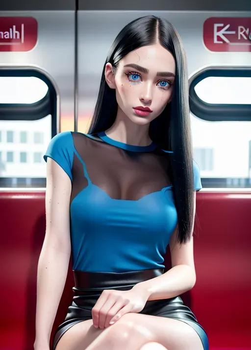 Dopamine Girl A Highly Detailed Photo Of Black Hair Long Hair Blue