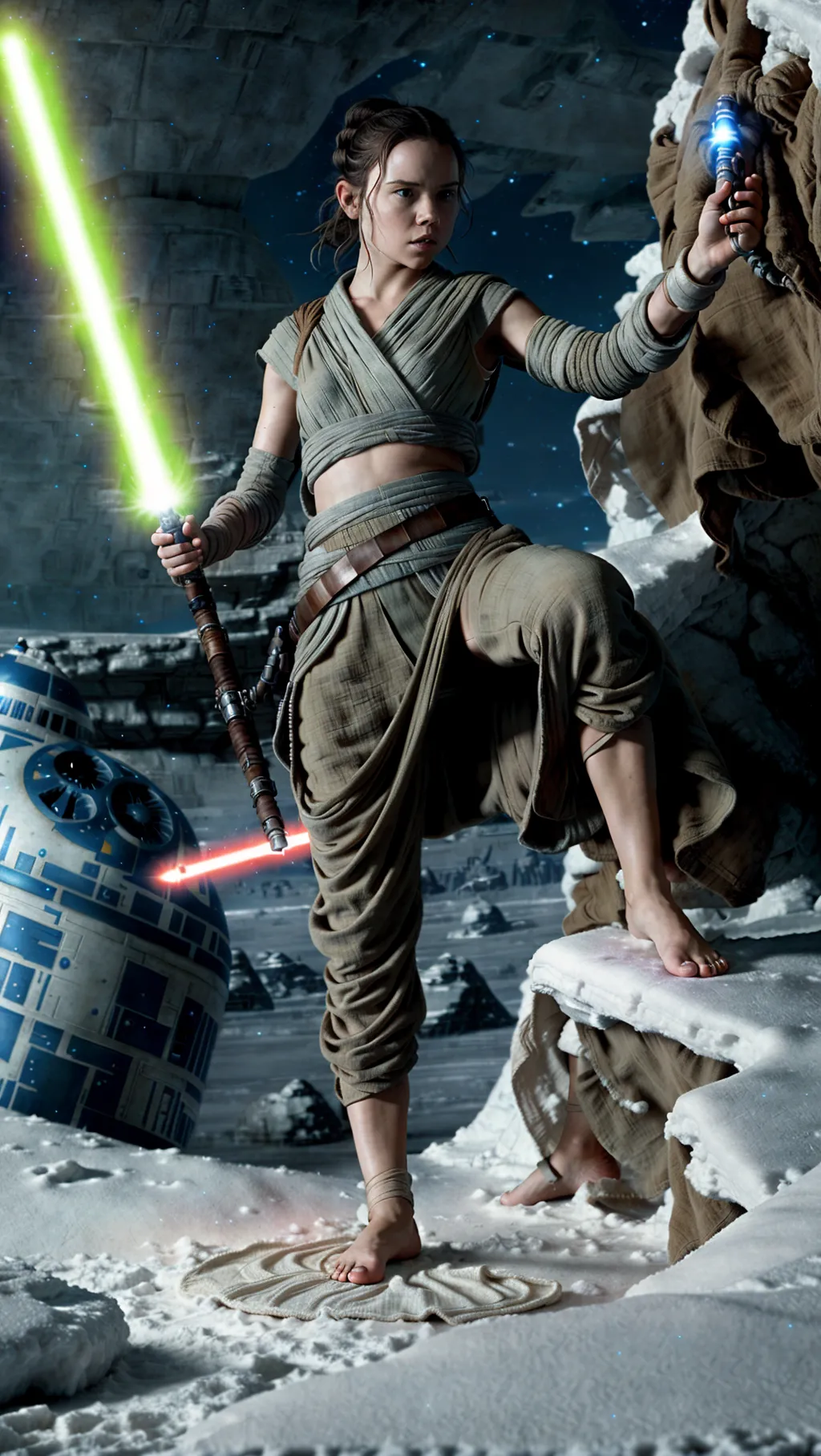 Dopamine Girl - (high definition: 1.2), beautiful barefoot Rey Skywalker wearing her normal ...