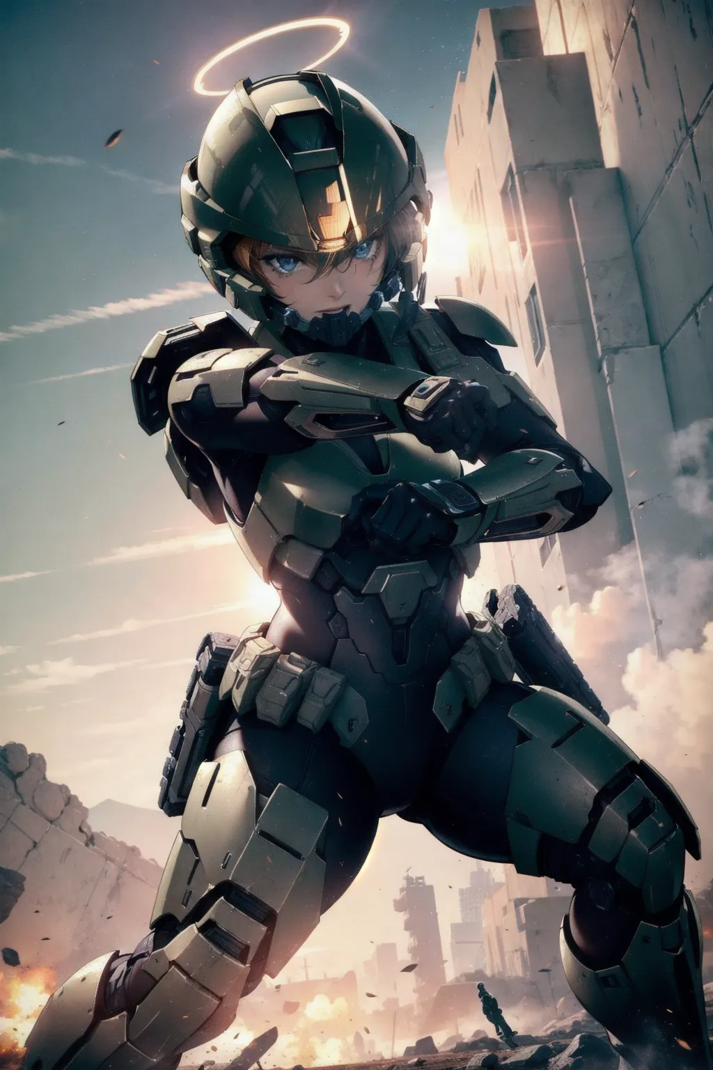 Dopamine Girl - ((masterpiece)), halo spartan, helmet on, female, best ...