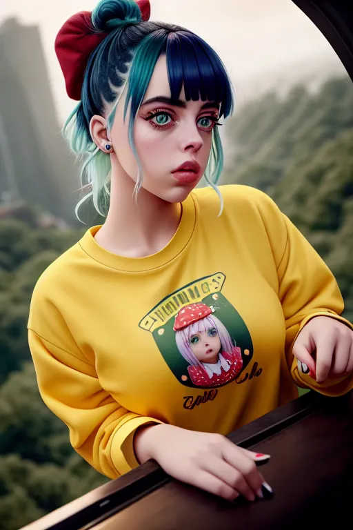 Dopamine Girl A Illustration Of Billie Eilish Wearing Burger Clothes