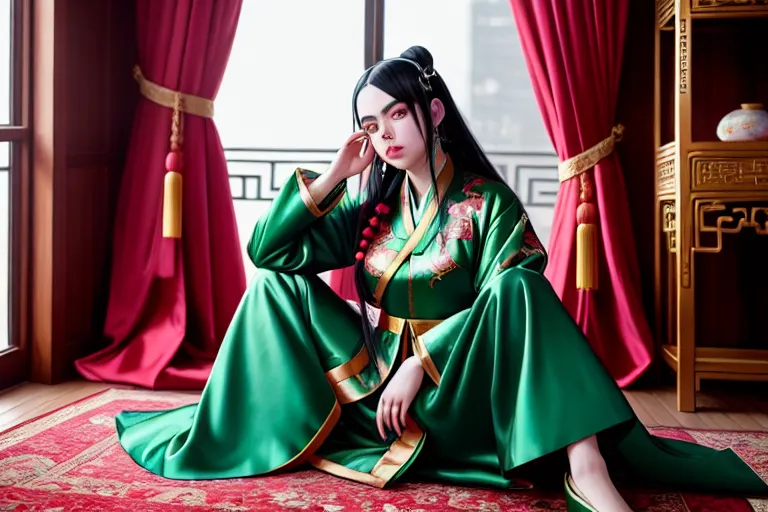 Dopamine Girl A Photo Shot Of Billie Eilish Wearing Chinese Costume