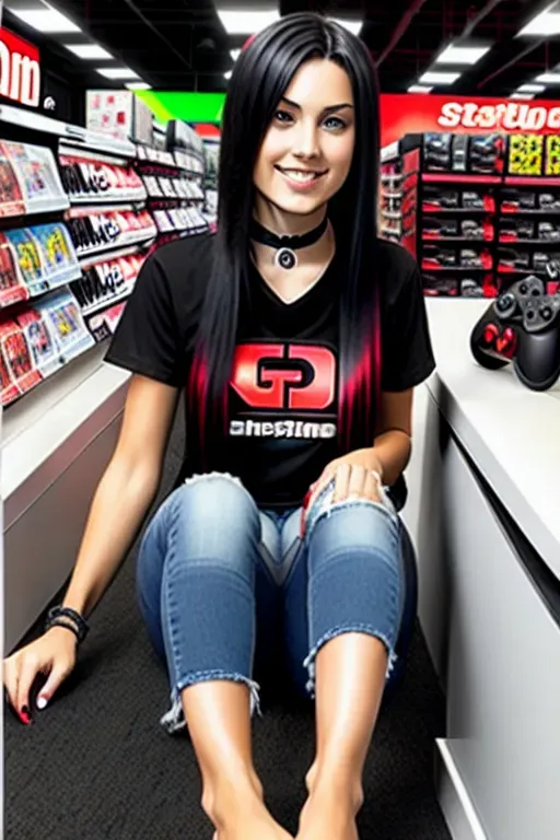 downward perspective of gorgeous barefooted slender white pu... - AI ...