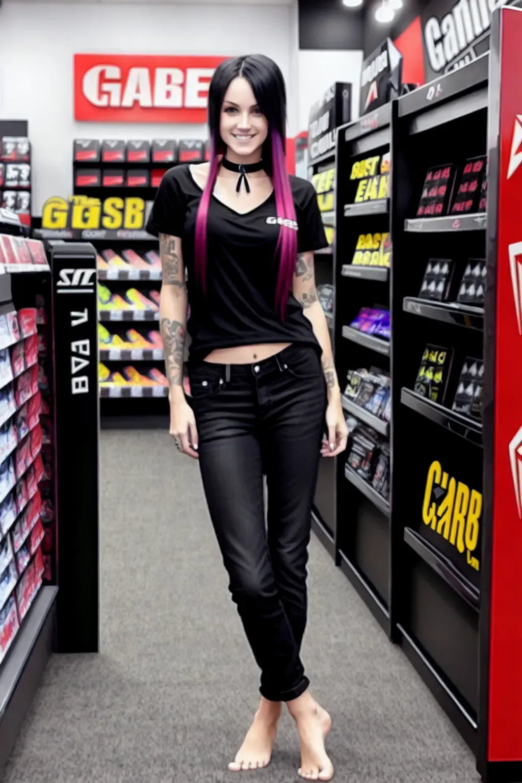 Dopamine Girl - cute topless barefoot thin Caucasian punk female ...