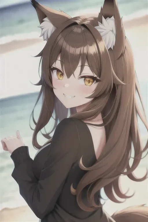 Anime Brown Wolf With Blue Eyes