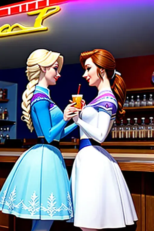 Dopamine Girl - beautiful, Nordic, Anna and Elsa of Arendelle at a 1950 ...