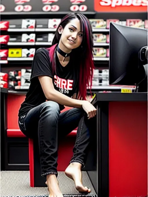 downward perspective of gorgeous barefooted slender white pu... - AI ...