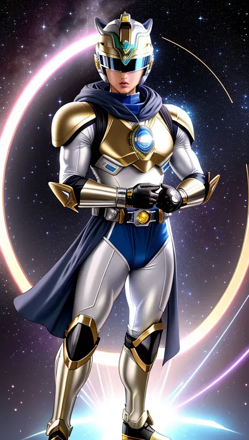 Dopamine Girl - Silver power ranger, with starfield arms, and a length ...