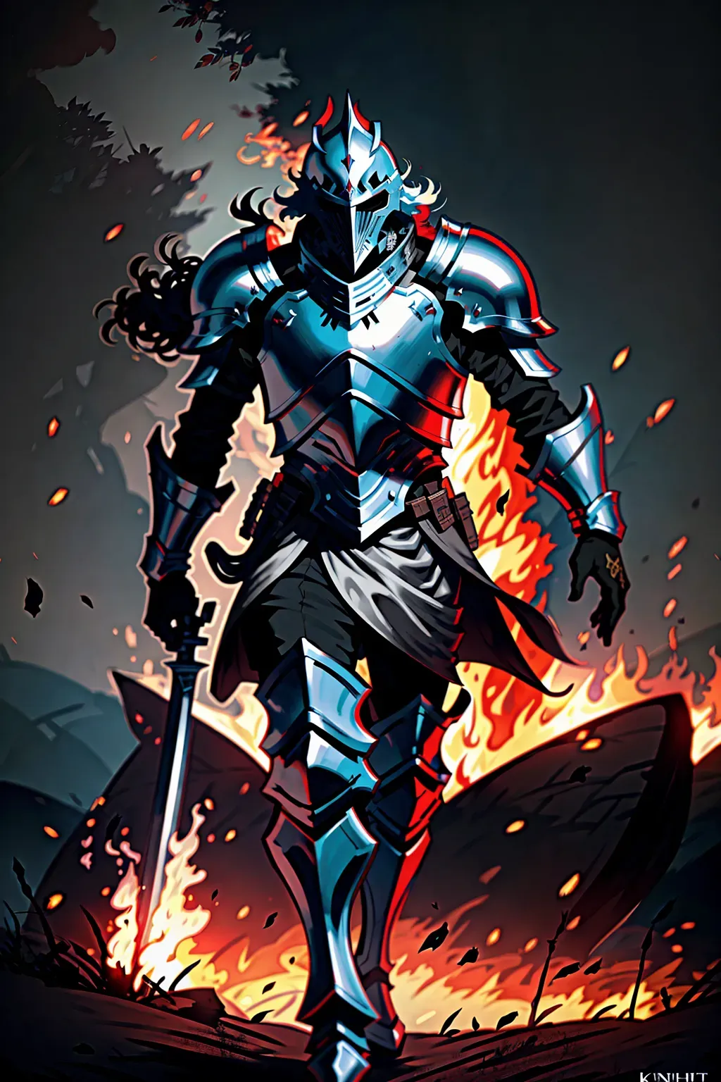 Knight, full face helmet, with a sword, male, 8k wallpaper, ... - AI ...