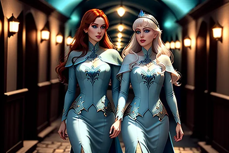 Dopamine Girl - two figures medium shot, walking through carnival spook ...