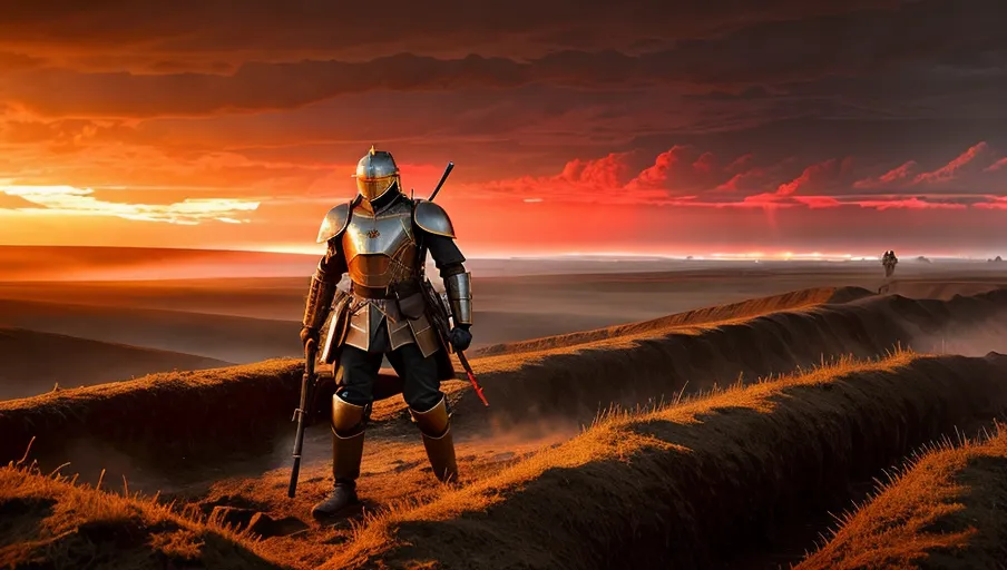 Full body of, Epic picture of an trench raider knight, on a ... - AI ...