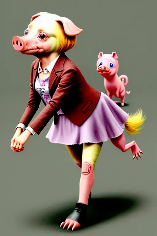 Dopamine Girl - pig-dog hybrid, anthropomorphic, female, bipedal ...