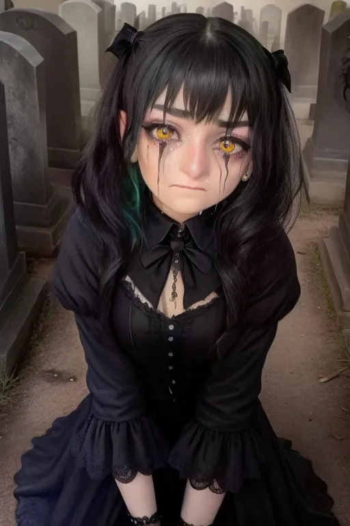 Dopamine Girl - crying goth girl, graveyard, high resolution, tears, yellow eyes DRz04mnewz1