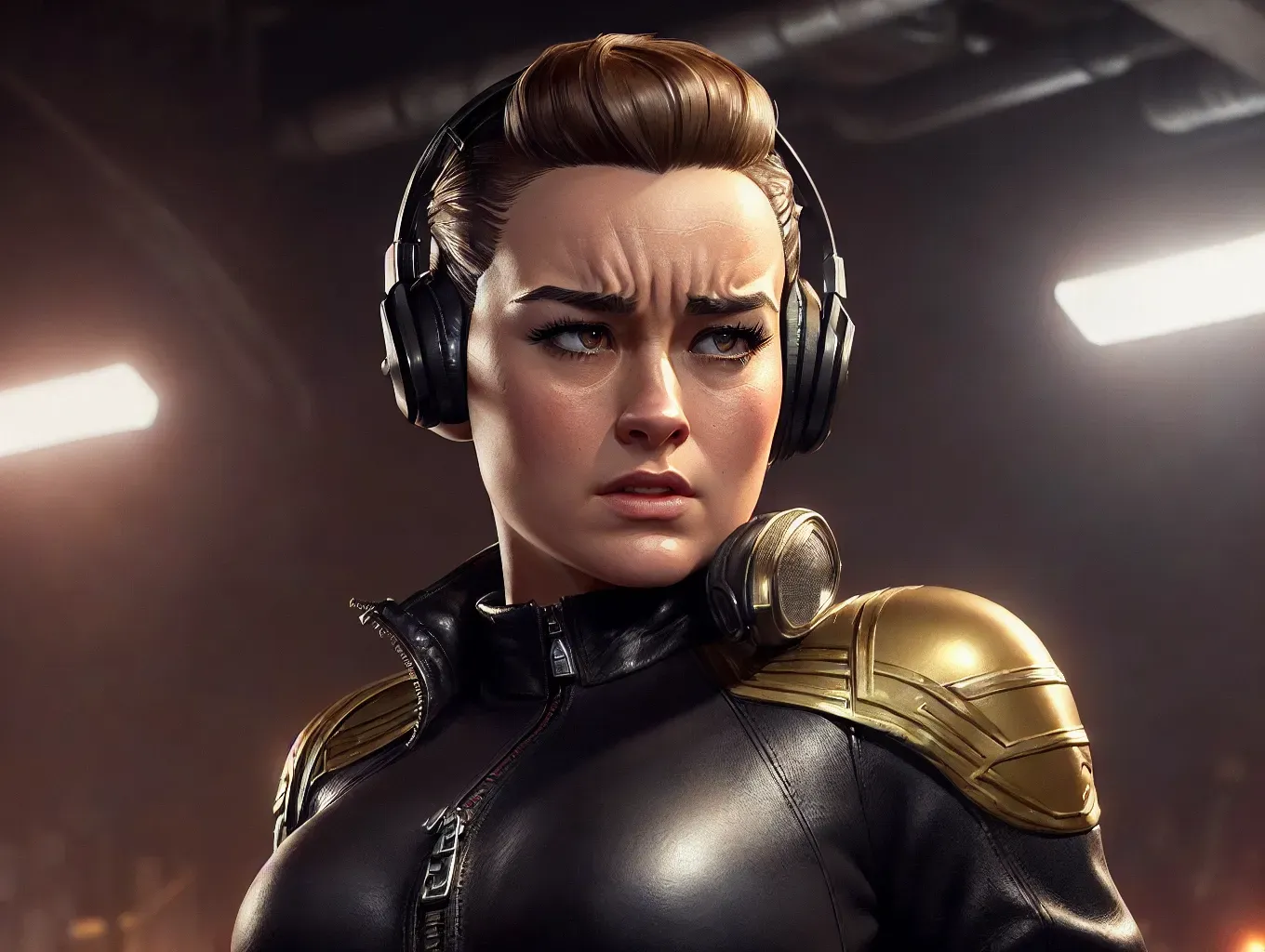 realistic HD photograph ((wide shot)), (((Brie Larson)))((((... - AI ...