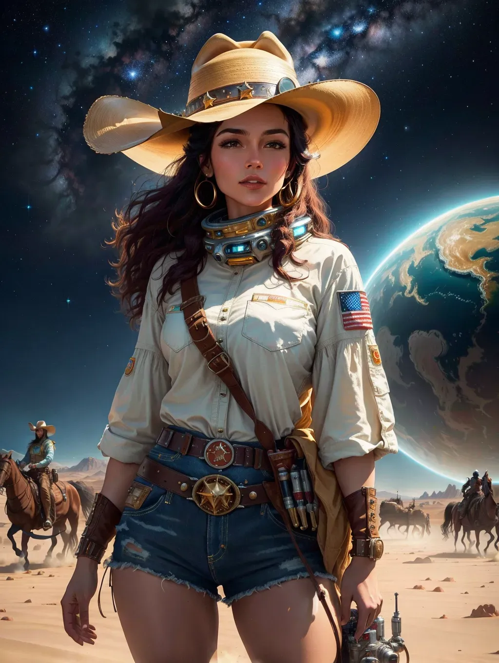 Award Winning Painting of a Space Cowgirl , Large Cowboy hat... - AI ...