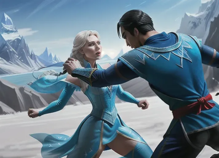 Dopamine Girl - Beautiful Elsa of Arendelle sparring with Sub-Zero of ...