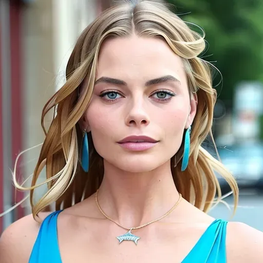 long shot of a woman, (she is a perfect blend of Margot Robb... - AI ...