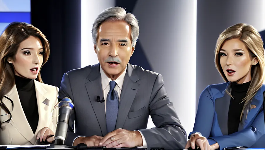 A mature male, old, authoritative newscaster, dressed in a f... - AI ...