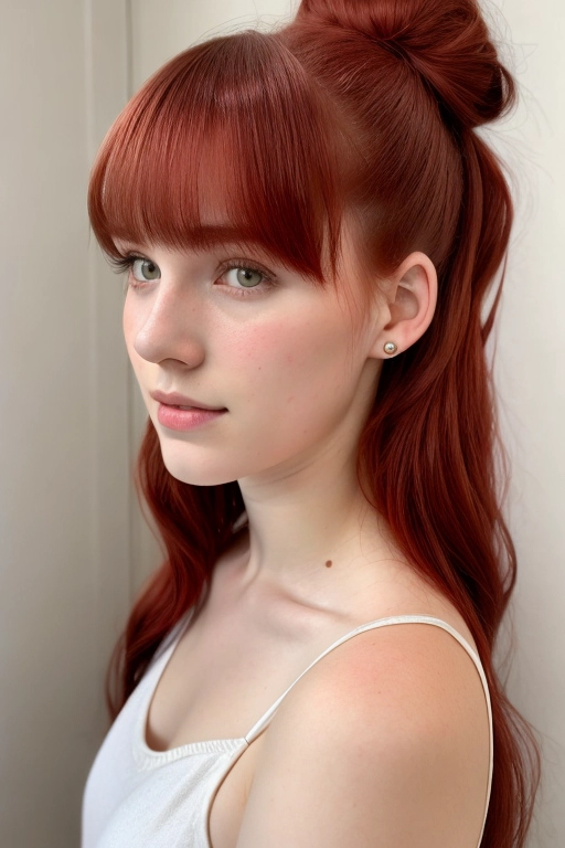 Dopamine Girl Pale 18 Year Old Girl Emilia Maier With Red Hair Bun