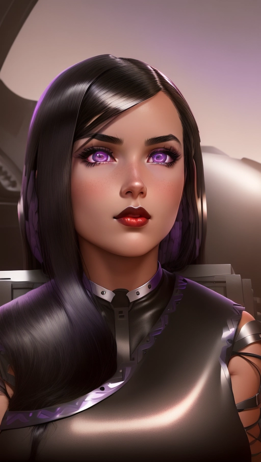 Dopamine Girl Young Heavy Metal Woman Cute Face Purple Eyes 4656