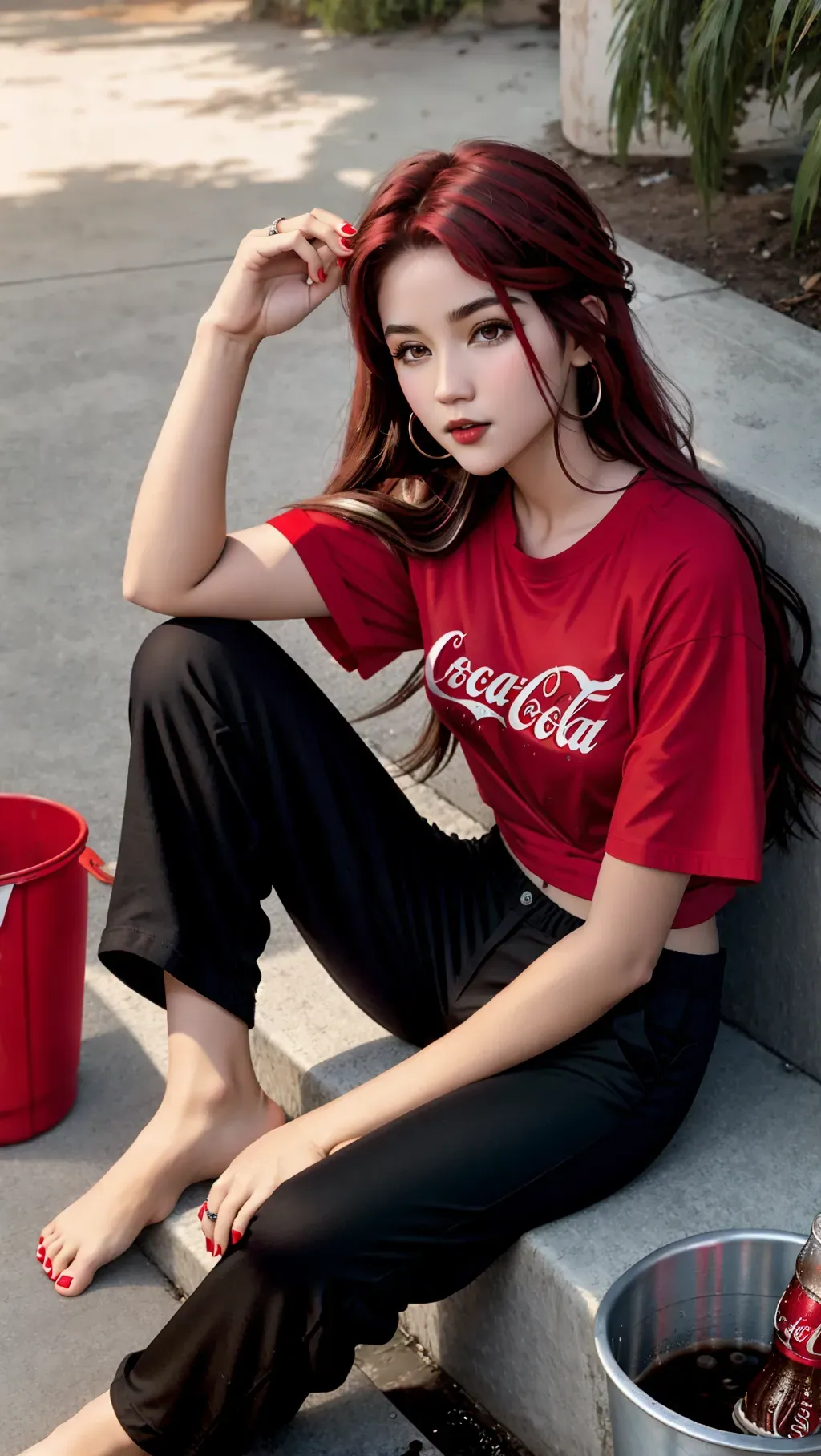 Dopamine Girl - ultrarealistic image, short barefoot white-skinned ...