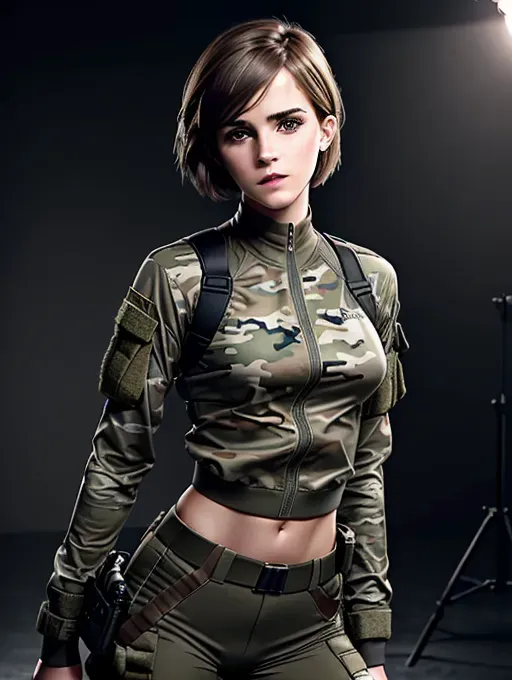 Dopamine Girl - a realistic photo of, (emma watson),(sexy soldier ...