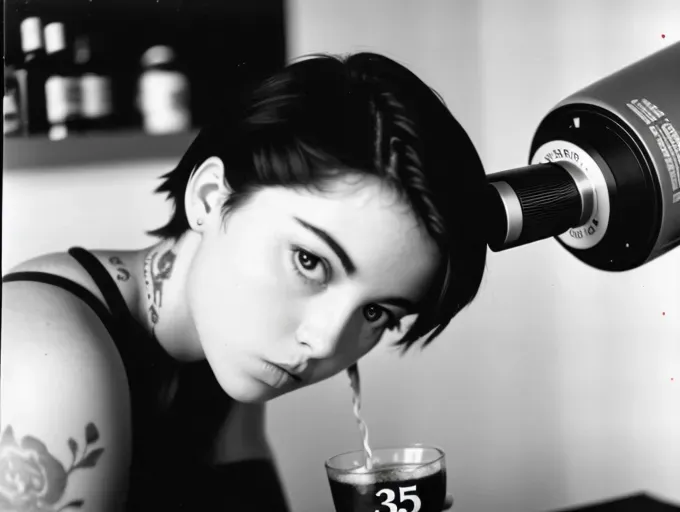 Dopamine Girl 35mm Camera Kodak Tri X Film Round Figure Short Hair