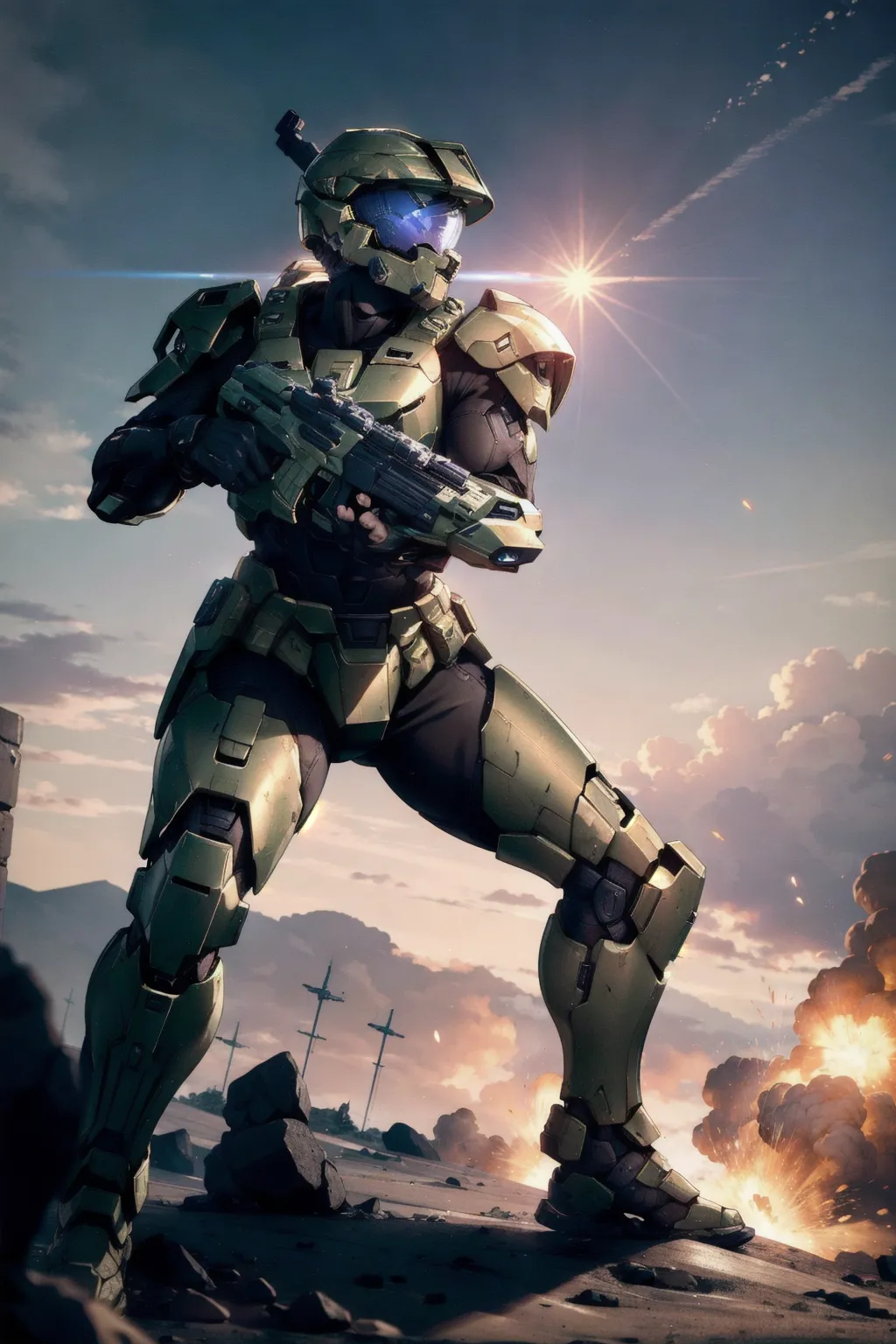 ((masterpiece)), halo spartan, helmet on, male, best quality... - AI ...