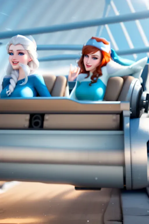 Dopamine Girl - two figures, low angle shot, medium shot, front view ...